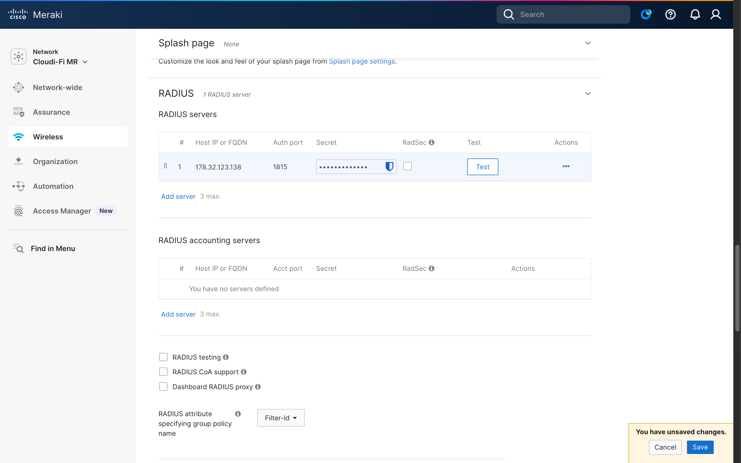 Configuring RADIUS on Cisco Meraki to enable 802.1x – Cloudi-Fi Knowledge Base